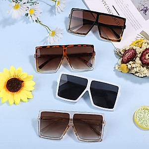 URATOT 8 Pieces Oversized Square Sunglasses Big Women Sunglasses Retro Flat Top Fashion Shades Sunglasses