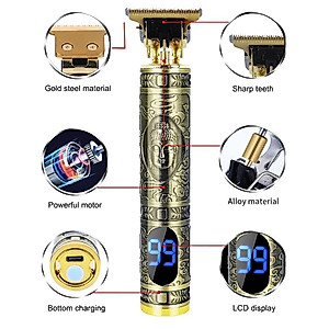 Hair Clippers with LED Display, Professional Hair Trimmer Zero Gapped T-Blade Trimmer Cordless Rechargeable Edgers Clippers Electric Beard Trimmer Wireless LCD Display