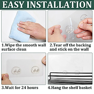 12 Pack Shower Caddy Adhesive Replacement, Transparent Strong Adhesive Hooks, Waterproof No Drilling Shower Shelf Adhesive for Shower Caddy, Bathroom Storage Kitchen