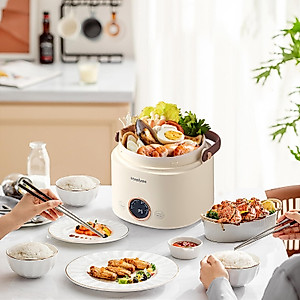 Stariver Small Rice Cooker, 2 Cups Uncooked Mini Portable Rice Cooker with Handle, Non-Stick Ramen Cooker, Rice Maker with Keep Warm & Delay Start Function, Electric Pot, 1L (Yellow)