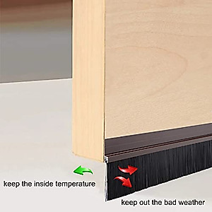 TA-VIGOR Door Sweep 39.37-inch x 2.48-inch, Door Bottom Sweep with H-Shape Aluminum Alloy Base,1.6-inch Nylon Brush Insert Door Brush Bottom Sweep