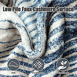 VKLIVING Washable Area Rug 9'x12' Abstract Thin Living Room Non Slip Bedroom Soft Low Pile Machine Washable Lightweight Large Area Rug, Blue&Beige