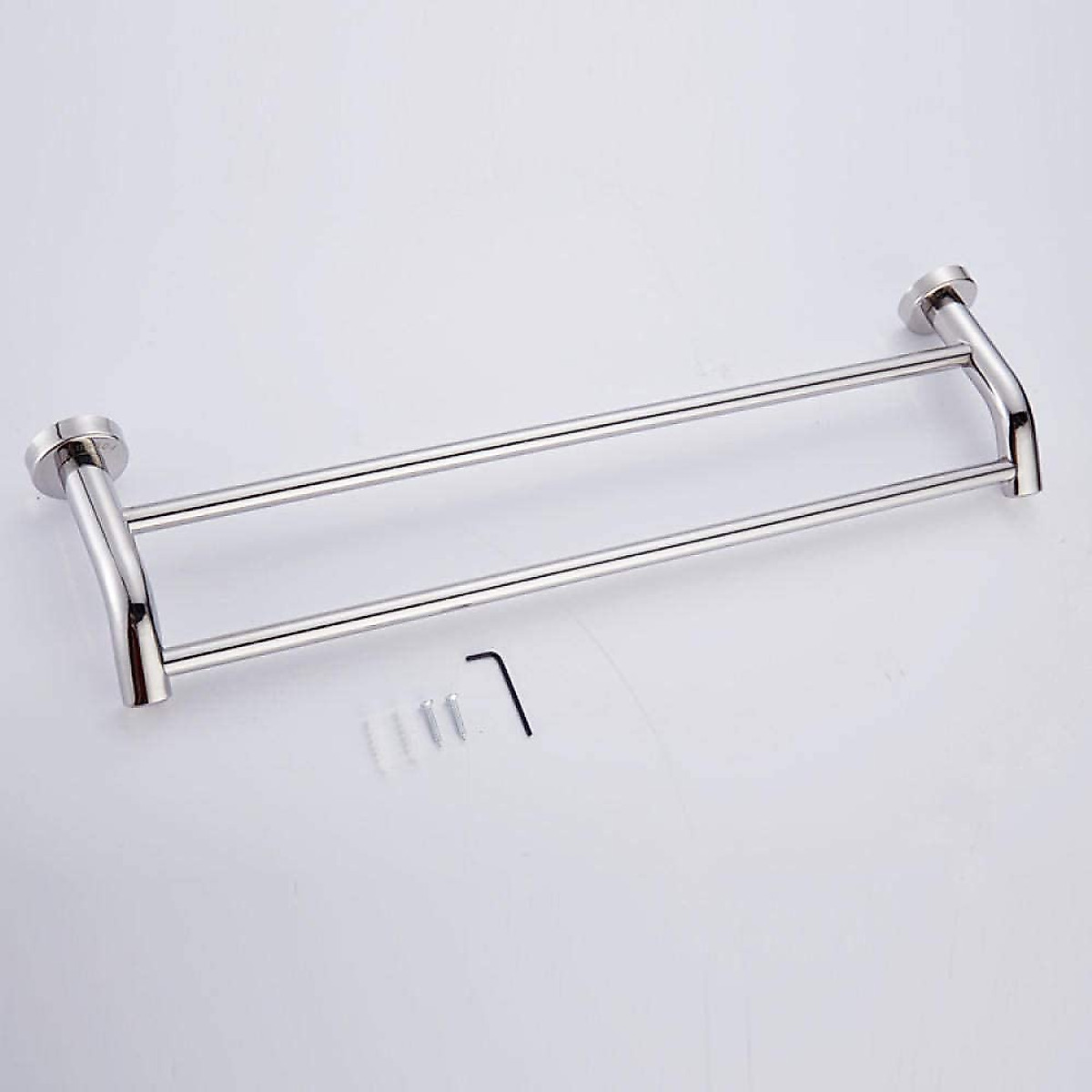 NERDOH SUS304 Stainless Steel Bright Silver Double Rod Multi-Function for Kitchen and Bathroom Towel rack-40x15CM Wall Mounted Towel Bar Hanging for Kitchen Bathroom Cupboard