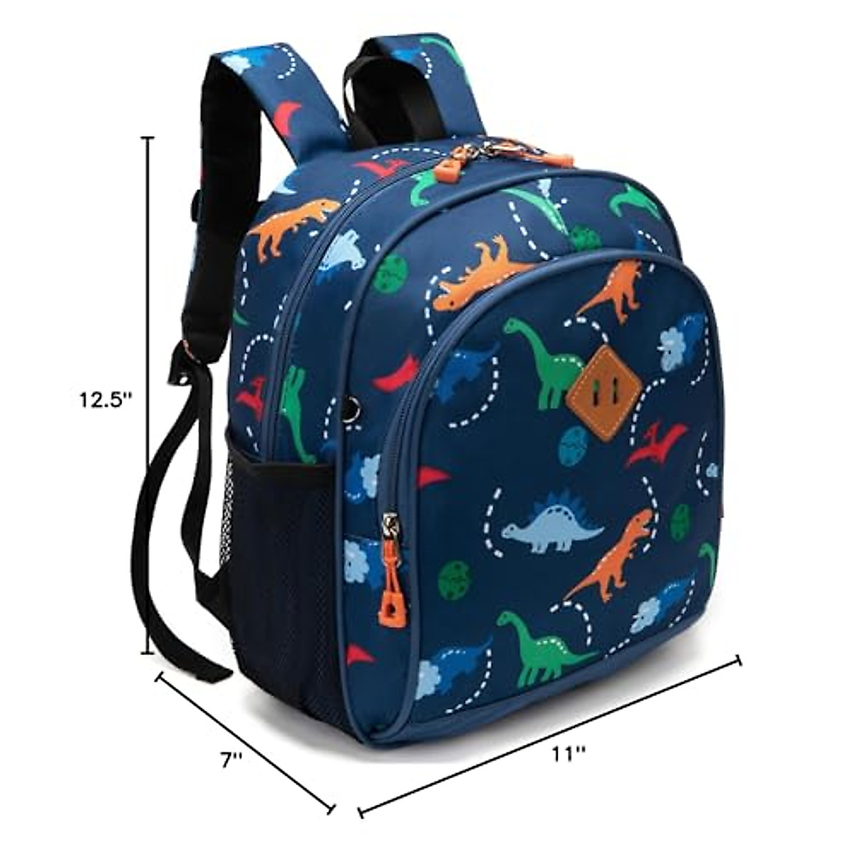 JinBeryl Toddler Backpack Boys, 12 Inch Kids Backpack for Preschool or Kindergarten, Dinosaur Navy Blue