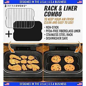 Air Fryer Rack Accessories for Ninja Foodi Smart XL 6-in-1 FG551 and Reusable Liner Accessory for Indoor Grill and Airfryer Cooking, Baking and Dehydrating, Stainless Steel, Paper Liner Replacement