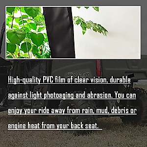 Polaris Ranger Full Size Rear Windshield, Soft PVC Dust Panel for Ranger 500 570 700 Round Bar ROPS (2 Seaters & Crew)