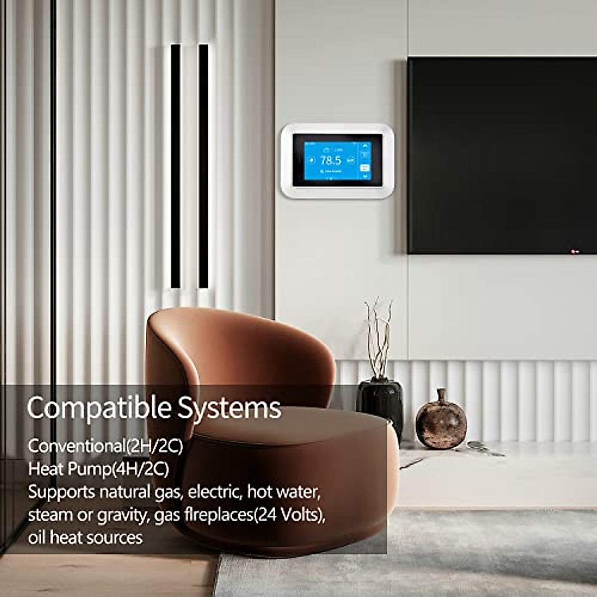 Ubipol Smart WiFi 7 Day/4 Periods Programmable Touchscreen Home Thermostat with Zone Remote Sensor, Compatible with Alexa and Google Assistant