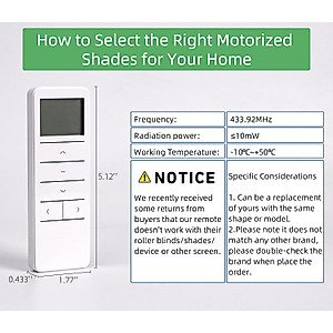 HUIYEETEX 15 Channel Blind Controller - DC2702 Wireless Control for Motorized Roller Shades, RF 433.92 Wall Control Emitter