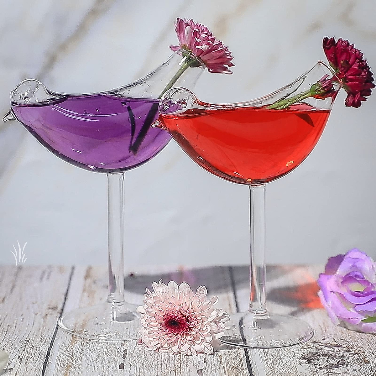 Bundle - Swan Cocktail Glass Set of 2 and Bird Glasses Set of 4 Margarita Glass Martini Glasses Suitable for Cocktail, Wine, Martini, Tequila