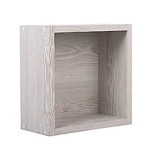 Kiera Grace Square Cubbi Rustic & Timeless Single Decorative Engineered Wood Floating Wall Shelf for Home, Room, & Office, 5.8" L W x 11.8" H, Weathered Grey (FN01520-4)