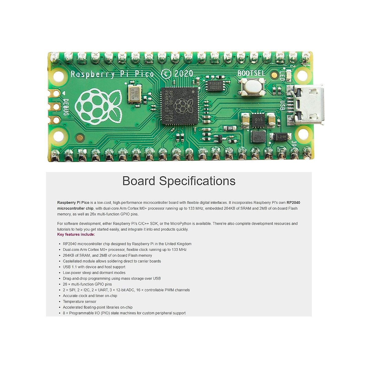 Ingcool Raspberry Pi Pico Starter Kit, Raspberry Pi Pico Microcontroller Board with Flexible Digital Interfaces,Based on RP2040 Microcontroller Chip,Low-Cost, High-Performance