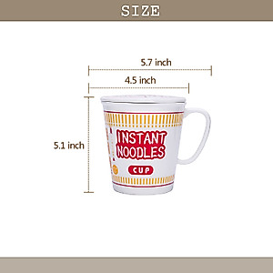 FYUEROPA Ceramic Large Noodle Bowl 20 Oz Soup bowl with Lid (Red)