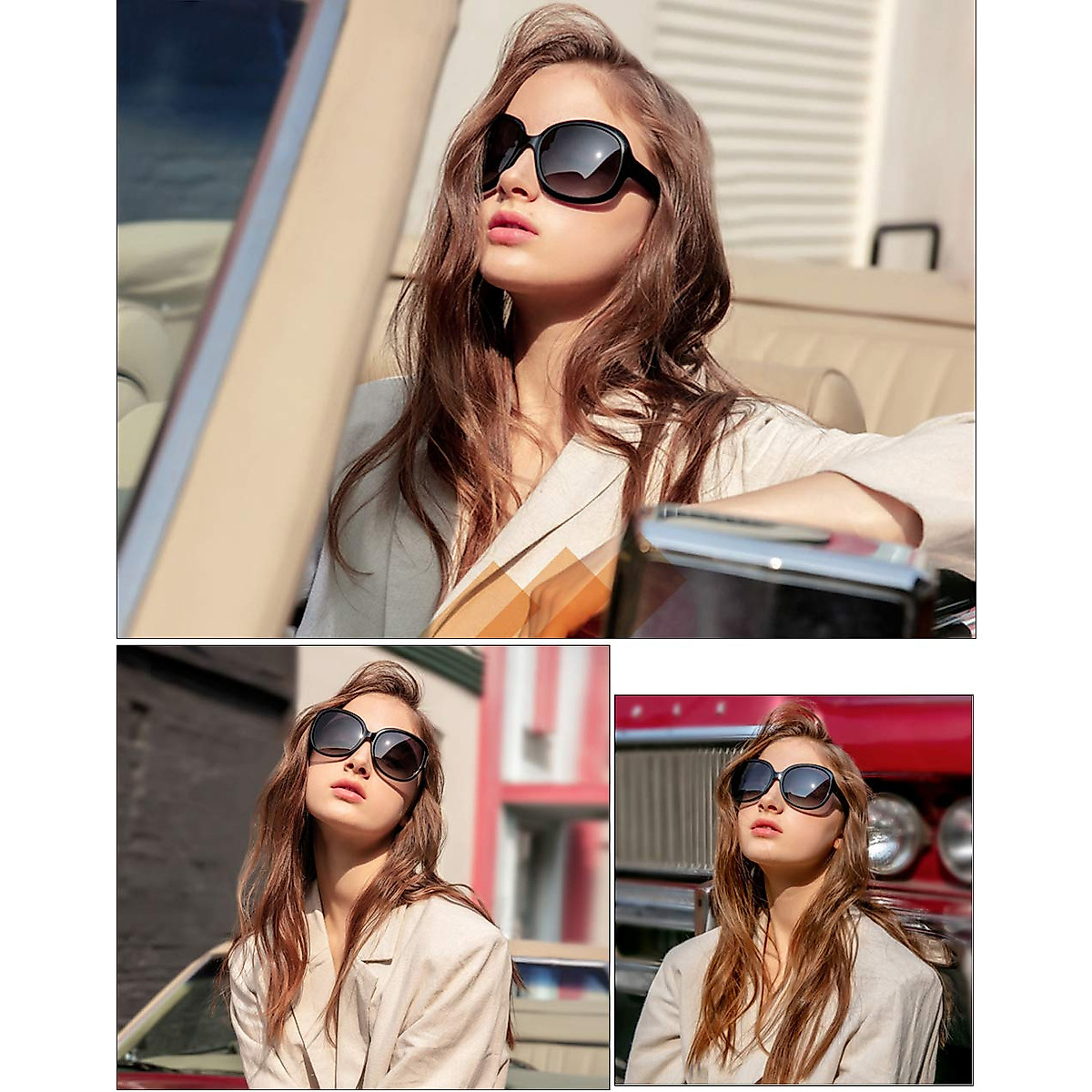Oversized Polarized for Women Sunglasses Retro Classic Shades for Ladies Sunglasses Gradient Black