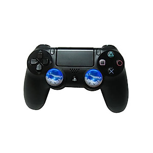 InSassy® Analog Silicon Thumb Grip Stick Covers for PS4 / Xbox 360 / Xbox One / PS3 / PS2 - Blue & Black Set [2 Pairs Total]
