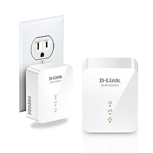 D-Link Powerline Adapter Starter Kit Ethernet Over Power Gigabit AV2 Up to 1000Mbps MIMO Internet Network Wall Plug In (DHP-601AV)
