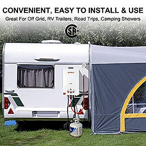 Tankless Water Heater, Camplux 2.64 GPM Outdoor Propane Gas Water Heater for Camping, BW264, White