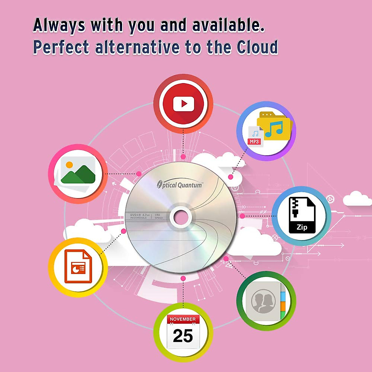 Optical Quantum DVD+R 4.7GB 16x Recordable Media Disc - 100 Spindle (FFP) OQDPR16LT-BX