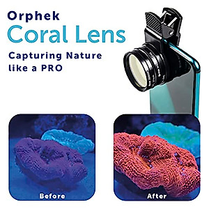 Orphek Coral Lens – Kit for All Smartphones – 4 Lens Included: Macro, CPL 37mm Polarized, 15,000k Orange, 20,000k Yellow – Universal Phone Clip – Lens Made of Glass – for Better Photography