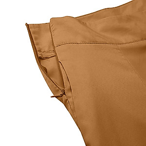 DOLKFU Flowy Pants Women High Waist Casual Pants Lightweight Straight Wide Leg Pants Trendy Comfortable Loose Trousers Brown 5XL