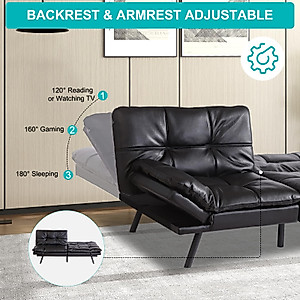 MUUEGM Futon Sofa Bed, Convertible Futon Couch, Memory Foam Bed Couch,Sofa Bed Couch,Modern Loveseat Sofa,Comfy Sleeper Sofa for Compact Space,Apartment, Living Room,Easy Assemble,Black.