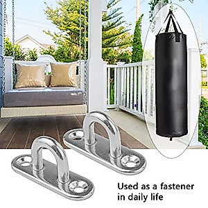 Stainless Steel Ceiling Hook Pad Eye Plate, BESTZY 1.8 inch Pad Eye Plate Wall Mount Hook, Marine Hardware Staple Hook Loop Screws Set (Pack of 8)