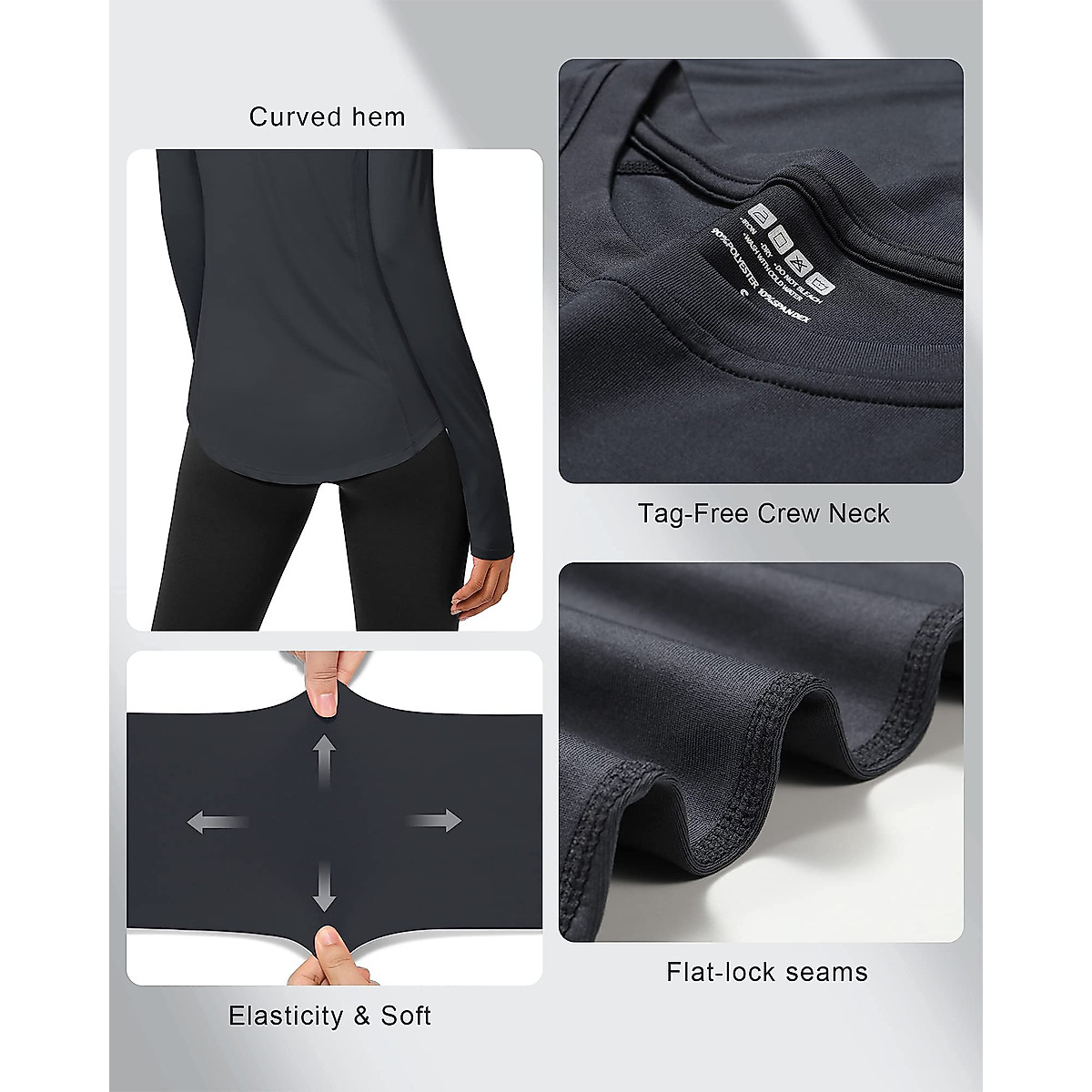 (Size:2XL) 2 Pack Womens Long Sleeve UV Sun Shirts UPF 50+ Workout Swim Rash Guard Tops