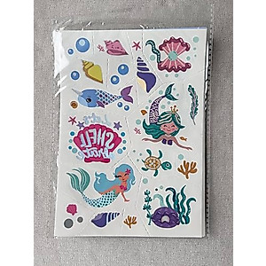 Mermaid Temporary Tattoo for Kids Under the Sea-76 Glitter Style Cute Fake Tattoo Dolphin Ocean Animals Waterproof for Girls Boys Body Face Tattoos Stickers Beach Art Birthday Party Favors Decorations