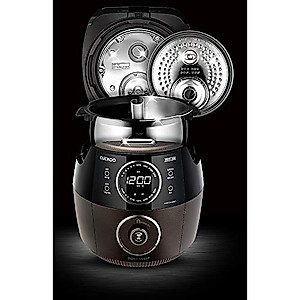 Cuckoo Induction Heating Pressure Rice Cooker – 18 Built-in Programs Including Glutinous, Sushi, Porridge, Yogurt, Cheese, and More, Made in Korea, Gray/Black, 10 Cups, Brown Leather