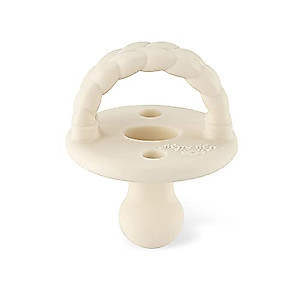 Itzy Ritzy Sweetie Soother Silicone Orthodontic Pacifiers with Collapsible Handle & Two Air Holes for Added Safety, Set of 2 in Buttercream & Toast for Ages 6-18 Months