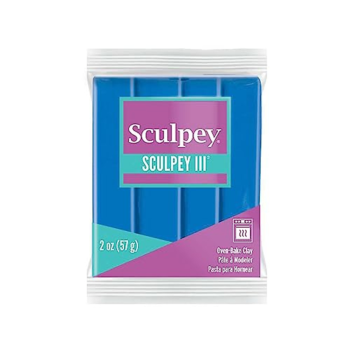Sculpey III® Polymer Oven-Bake Clay, Blue, Non Toxic, 2 oz. bar, Great for modeling, sculpting, holiday, DIY, mixed media and school projects.Perfect for kids & beginners!