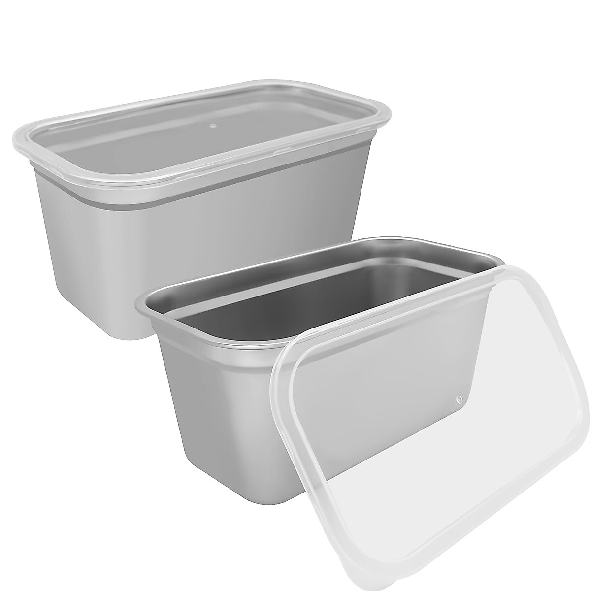 DYNAMI 8 Pcs Stainless Steel Food Storage Containers with Lids,1/3 Size 6 Inch Deep Hotel Pans Steam Table Pan,2L/0.5gal Large Restaurant Pans Food Prep Pan,for Catering Supplies,Oven& Freezer Safe