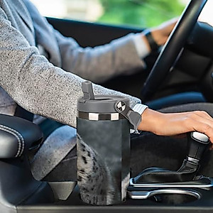 BWQJKUO Large Capacity Car Cup 30 Oz Stainless Steel Snow Leopard Printed Travel Mug Leak-proof Flip Straw Tumbler with Handle,keeps Cold Or Ho