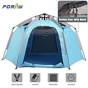 Portable Hexagon Kids Play Tent with LED Strip Lights Indoor Children Play House Easy Set-up Space Tent Dream Tent for Night.4-5 Person Large Tent & Birthday Gifts