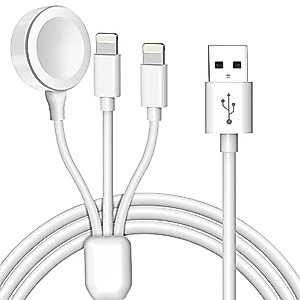 3 in 1 Watch and Phone Charger Cables, 4FT USB Multi Fast Charging Cord Compatible with Apple iPhone 14/13/12/11/Pro/Max/XR/XS/XS Max/X, iWatch Series 8/7/6/SE/5/4/3/2/1, Airpods and iPad Series