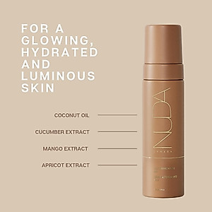 Nuda Self Tanning Mousse | Lightweight Sunless Tanning Lotion | Cruelty Free Body Self Tanner Mousse with Natural Ingredients | Bronzing Lotion at Home (190mL, Dark)