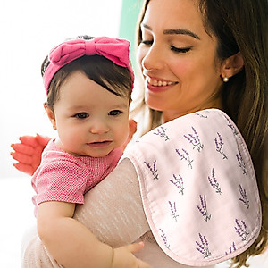 LifeTree Muslin Baby Burp Cloths - Ultra Soft 2 Pack Organic Cotton Large 22'' by 10'' Absorbent Milk Spit Up Rags - Burping Cloths for Newborn, Girls Boys (Lavender & Mauve)