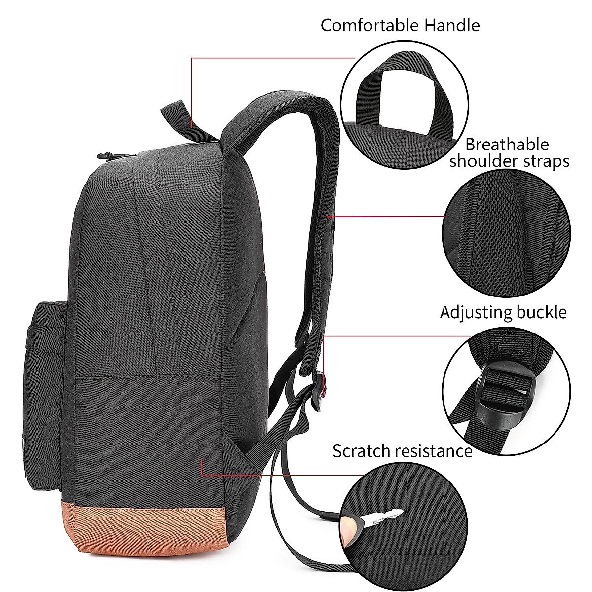 BE SMART Lightweight School Backpack Casual Large Daypack fits 13.5" Laptop, Outdoor Sports Rucksack Kids Book bag for Work,Travel,Daily Use,Mummy bag, suit for Men & Woman,20L