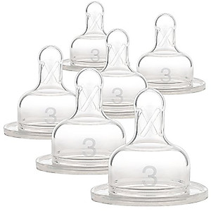Dr. Brown's Original Wide-Neck Nipple, Level 3, Clear, 6 Count