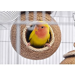 Birdhouse, Parakeet Bird Nest for Cage Coconut Shell Rope Weave Bird Breeding Nest for Budgie Parakeet Conure Canary Lovebird