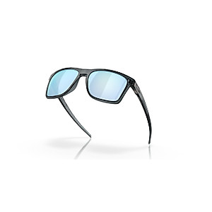 Oakley Men's OO9100 Leffingwell Rectangular Sunglasses, Crystal Black/Prizm Deep Water Polarized, 57 mm