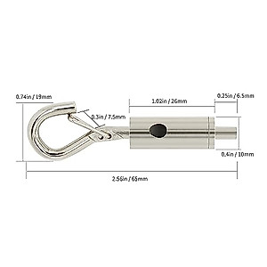YQL Portable Hook & Eye Turnbuckle Tension for 1/16-3/32 Galvanized /304/316 Stainless Steel Cable Guide Wire Rope light hanging Suspension Accessories Pack-6