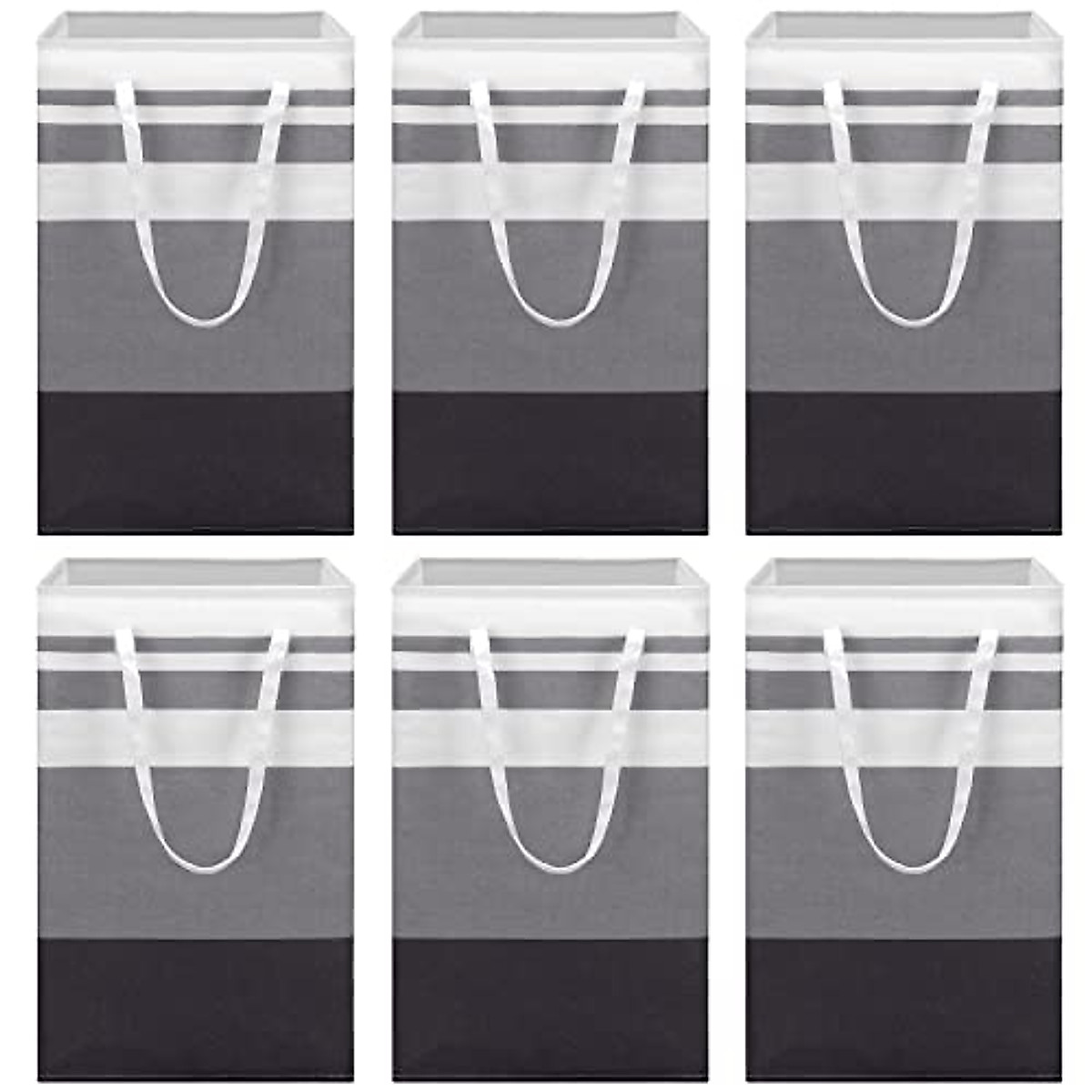 6 Pieces 75 L Laundry Hamper Freestanding Large Laundry Basket Organizer Waterproof Collapsible Tall Clothes Hamper Storage Basket with Easy Carry Handles for Dorm Room Bedroom Towels, Gradient Grey