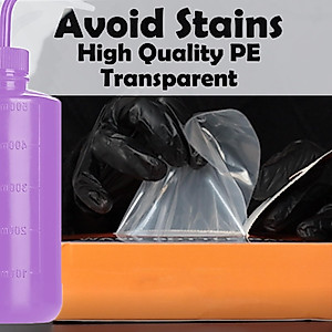 Miuxia Wash Bottle Bags Kit - 250Pcs Safety Wash Bottle Covers 2Pcs 500ml Tattoo Squeeze Bottle 300Pcs Rubber Bands Purple Wash Bottles Scale Labels Watering Tools for Medical Label Tattoo Supplies