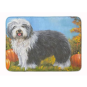 Caroline's Treasures Old English Sheepdog Ocotoberfest Machine Washable Memory Foam Mat doormats, Multicolor