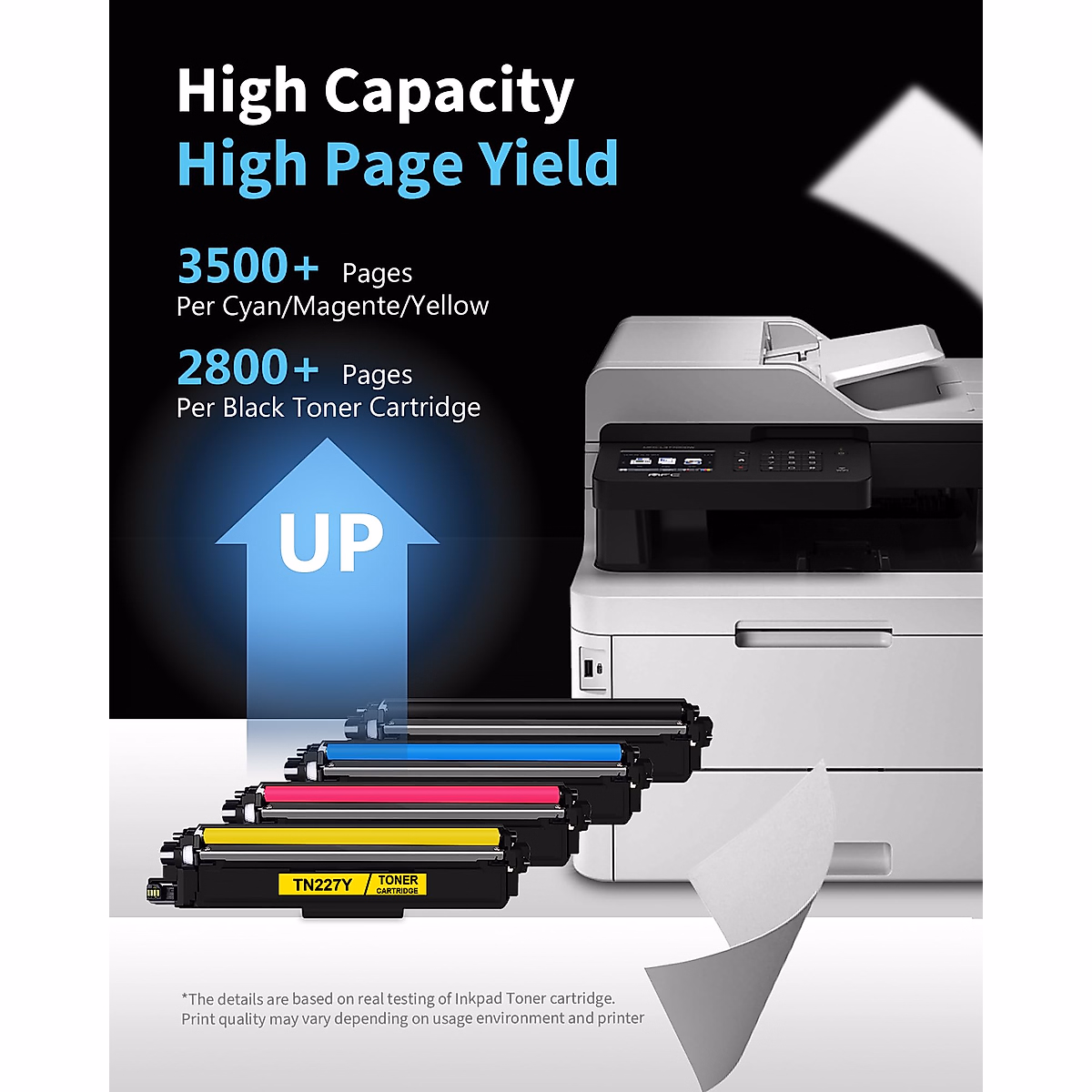 TN227 TN 227 4-Pack Toner Cartridge: Replacement for Brother TN227BK TN227C TN227M TN227Y Toner Use with MFC-L3710CW MFC-L3770CDW MFC-L3730CDW HL-3230CDW Printer Toner (Black Cyan Magenta Yellow)