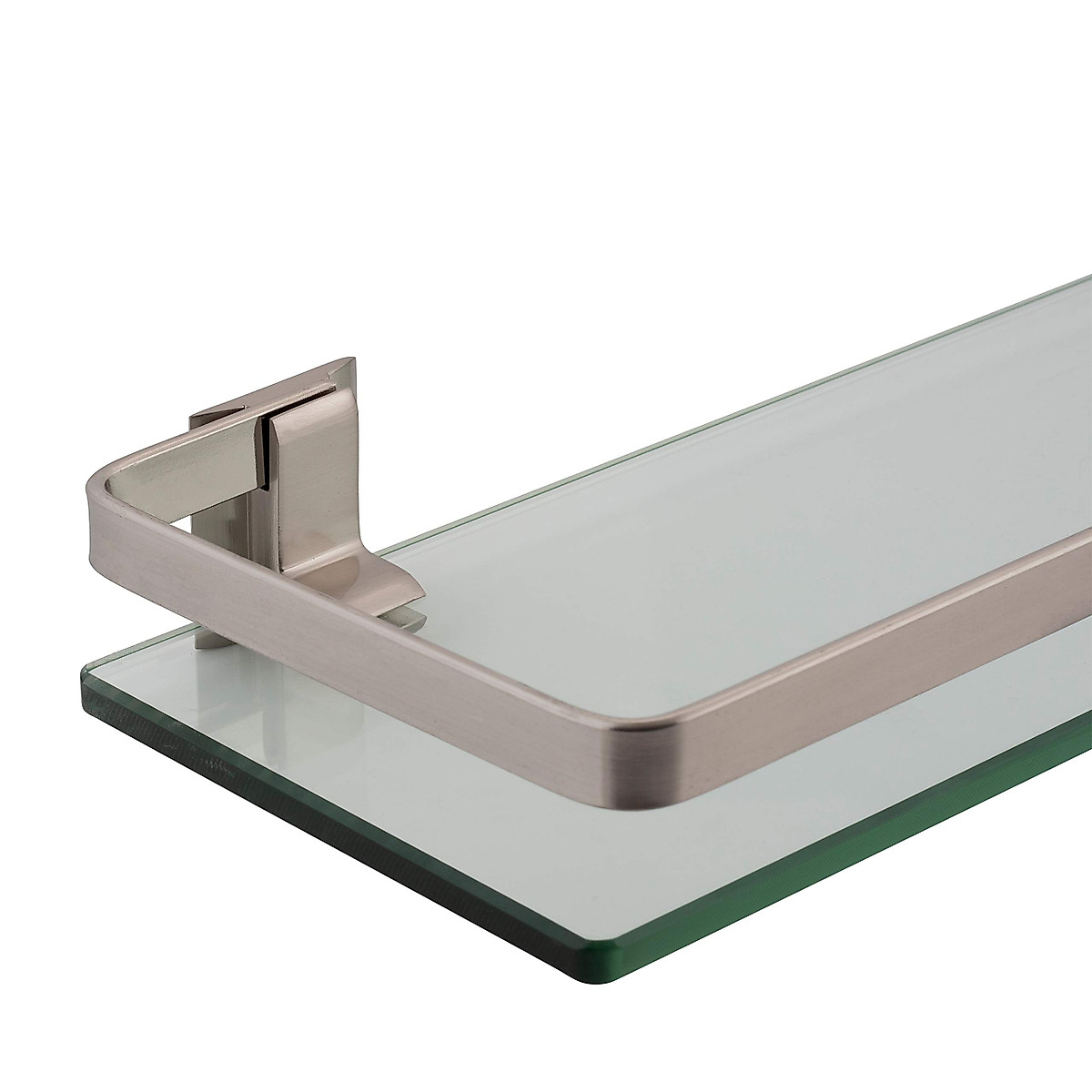 Organize It All Wall Mounting Glass Shelf with Nickle Finish and Rail