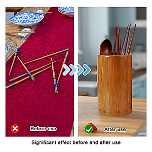 Wooden Utensil Holder, 6.1x 3.5 Inch Wood Kitchen Utensil Holder Kitchen Utensil Organizer, Wood Kitchen Tool Holder for Spoons, Cooking Tools, Chopstick Holder for Farmhouse Kitchen Counter Decor