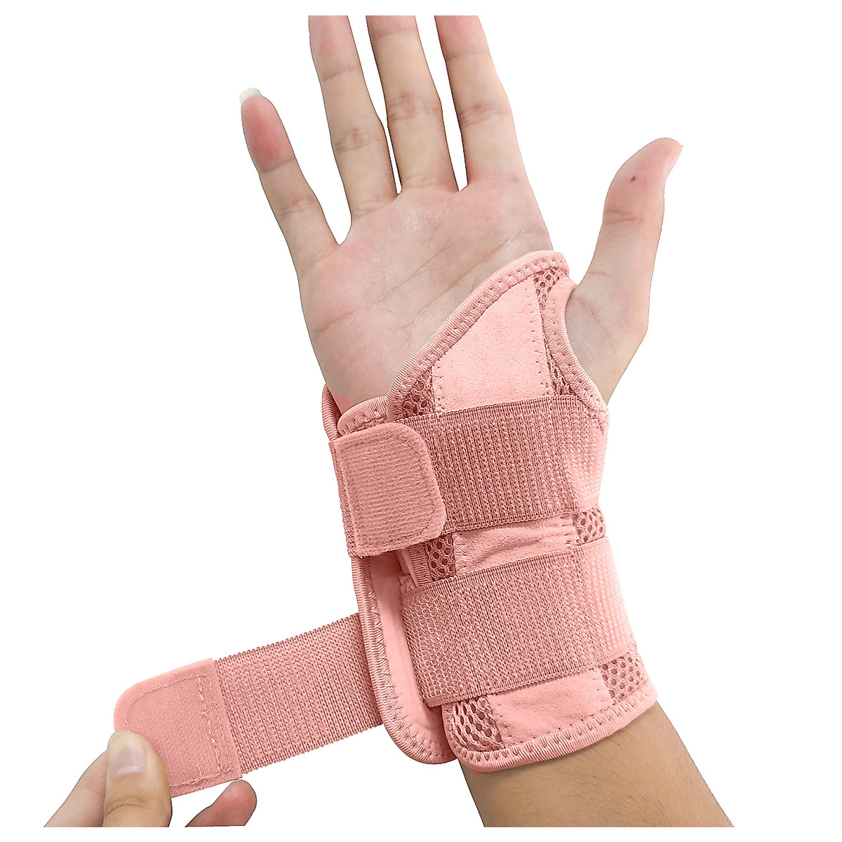 NuCamper Wrist Brace Carpal Tunnel Right Left Hand for Men Women, Night Wrist Sleep Supports Splints Arm Stabilizer with Compression Sleeve Adjustable Straps,for Tendonitis Arthritis Pain Relief (Right Hand-Pink, Small/Medium (Pack of 1))
