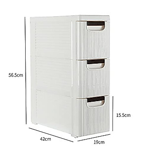 MAXCBD Nightstand Bedside Table Drawer Cabinet Bedroom 3 Tiers Drawers Rolling Cart Organizer Slim Design for Space-Saving Storage Tower Dresser