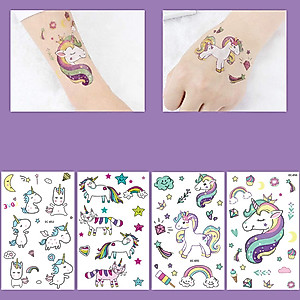 250pcs Temporary Tattoos for Kids Birthday Party - Featured 4 Series of Cute Waterproof Tattoos for Boys Girls, Dinosaurs,Spaceships,Fish,unicorn